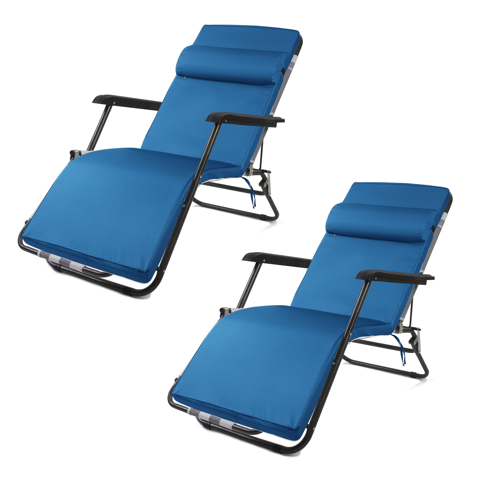 MABOZOO 2 Pack Outdoor Chaise Lounge Cushion with Adjustable Head Pillow,Waterproof & UV-Proof High Back Patio Chair Cushions,Patio Bench Cushion for Indoor Outdoor(Navy)