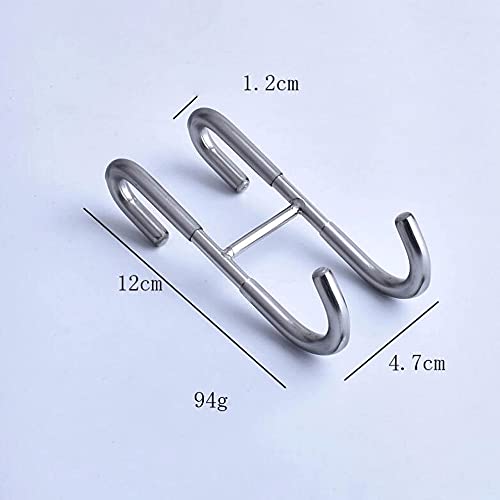 GOOFFY Door Metal Hooks for Hanging 2 Pieces of Plastic-Dipped S Hook, Multi-Purpose Double Hook, Free Perforated Glass Door Back Hook, School Bag Hook Hanger