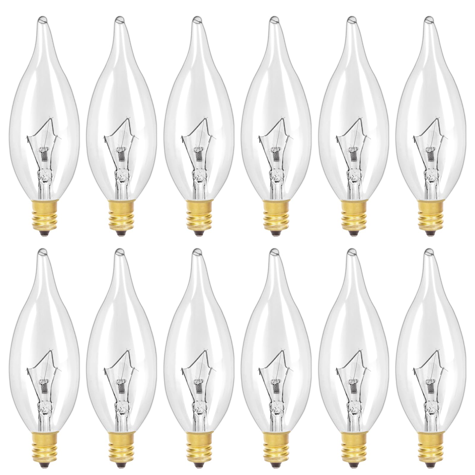 LinMiFo 12-Pack E12 B10 Clear Candelabra Base Bulb, 60W 120V Incandescent Candle Light Bulbs Dimmable Chandelier Light Bulbs for Pendants or Outdoor, Ceiling Fan, Wall Sconces, Fireplace (60, Watts)