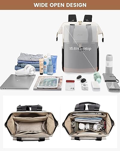 LOVEVOOK Laptop Backpack for Women Men, 15.6 Inch Work Backpacks Purse with USB Port, Waterproof Nurse Teacher Bag, Wide Open Business Travel Computer Backpack, Convertible College Tote Daypack