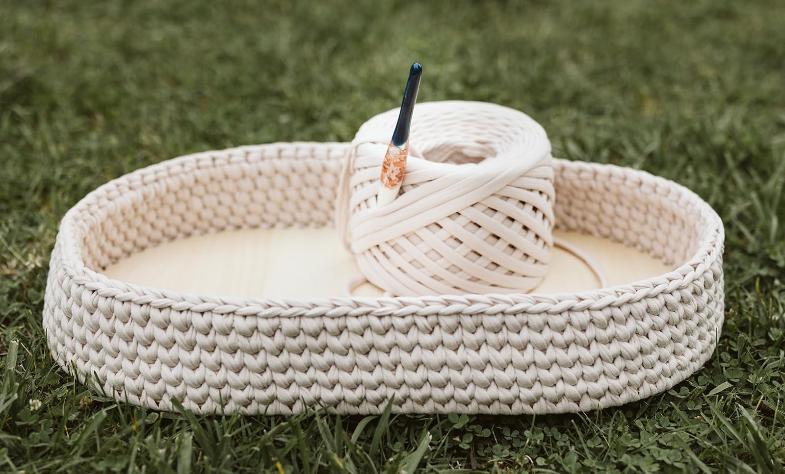 Generic Large Wood Basket Base Bottom for Crochet 50x30cm, Basswood