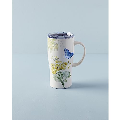 Lenox 895751 Butterfly Meadow Yellow Flowers Stainless Steel Car Coffee Mug, 2 Count