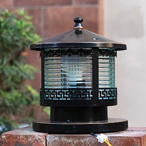 DIAOD LED Post Lights Outdoor Villa Home Garden Patio Pillar Lamp E27 Waterproof Glass Lantern Lawn Light Balcony Garage Terrace Fence Sconce Light
