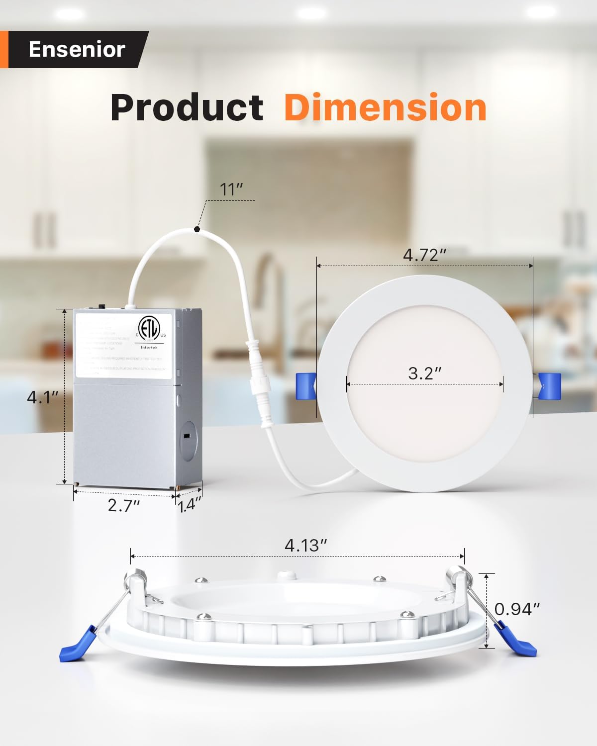 Ensenior 16 Pack 4 Inch LED Recessed Ceiling Light, Dimmable, 2700K Soft White, 750LM 9W 120V, High Brightness Canless Wafer Downlight - ETL&FCC&IC