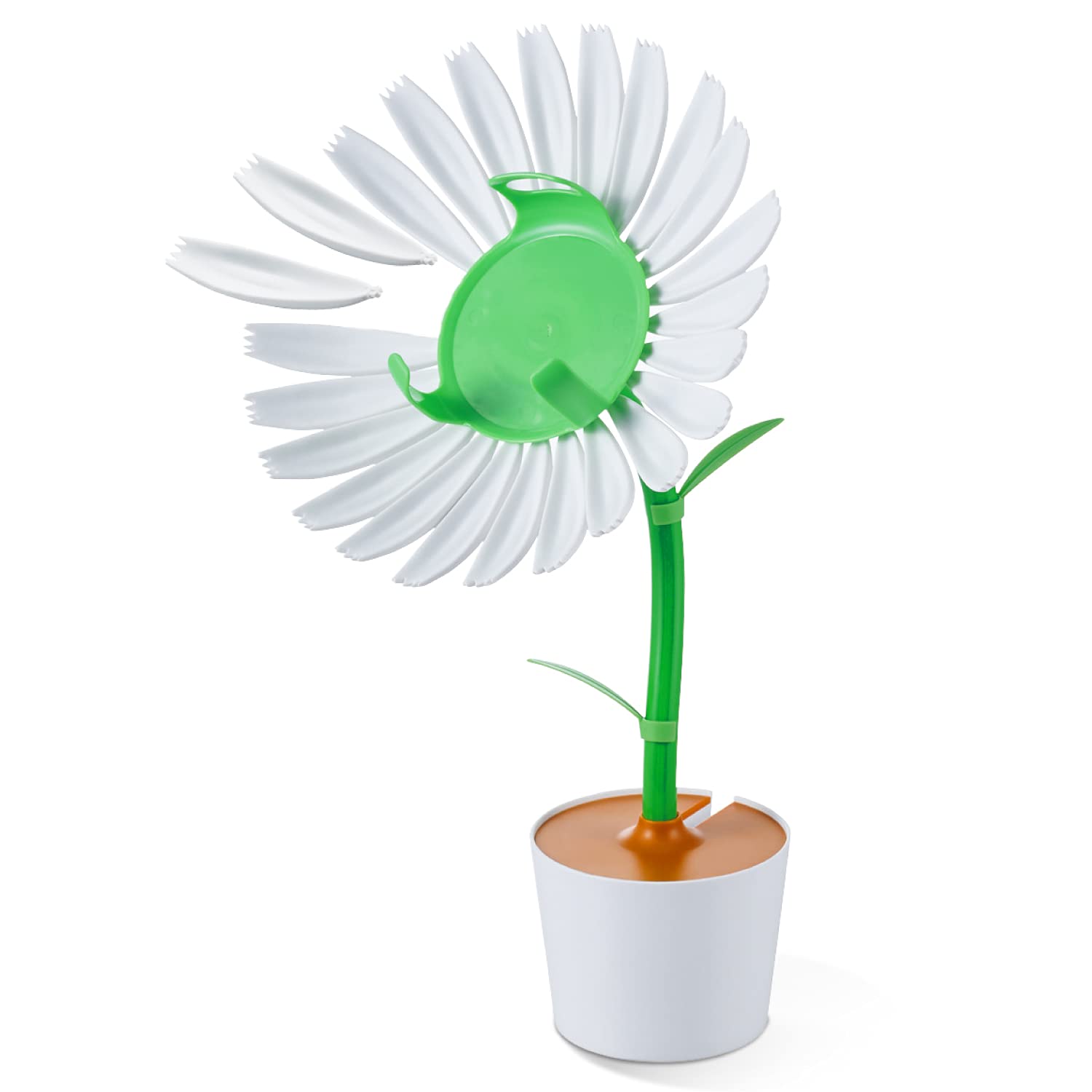 ELECOM Potted Flower Speaker Mount Holder Stand for Amazon Echo Dot, Flexible Stem / Angle Adjustable / Removable Petals/ Cable Organizer (AIS-AED3FLWRWH)