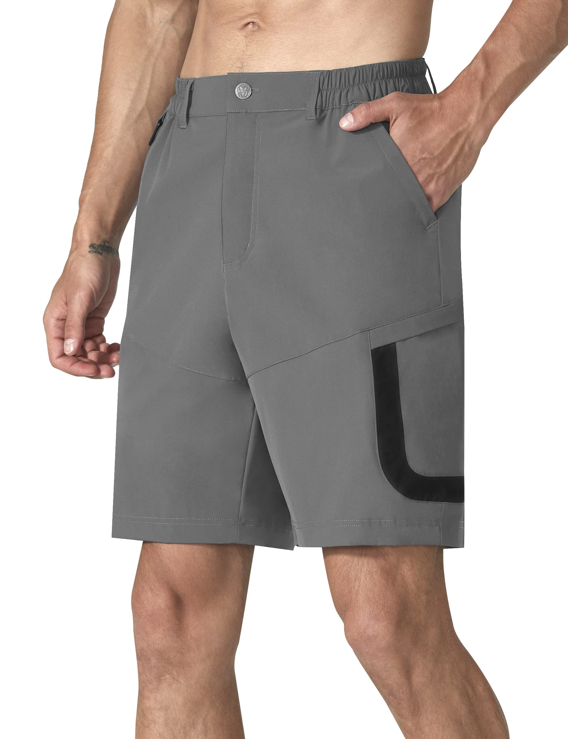 EZRUN Men's Hiking Cargo Shorts Casual Golf Shorts Outdoor Work Shorts with Multi Pockets for Travel Fishing Camping