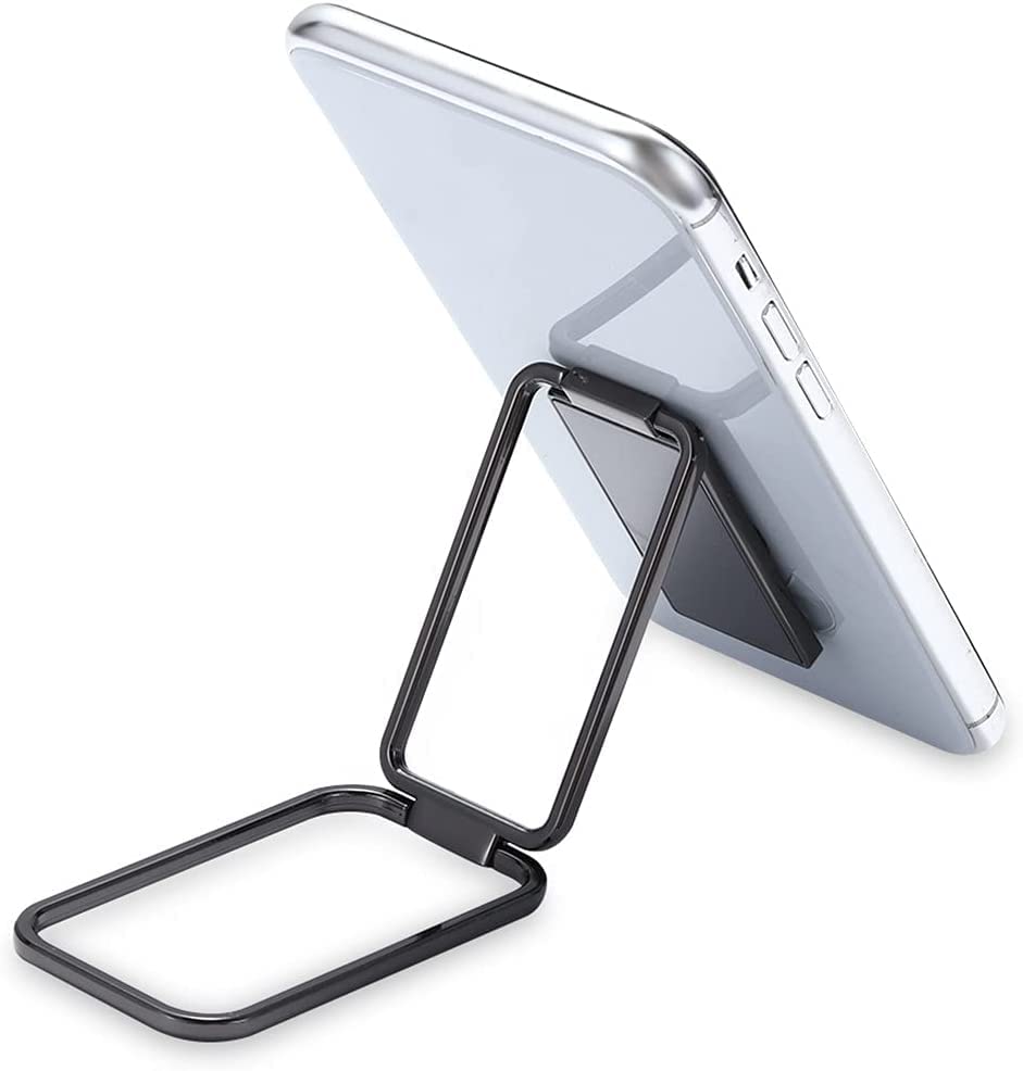 NLQHOPTS Foldable Phone Ring Stand Holder Finger Kickstand, Adjustable 360ºRotation Cell Phone Ring Grip for Office Desktop&Magnetic Car Mount ,Compatible with All Smartphones (Black)