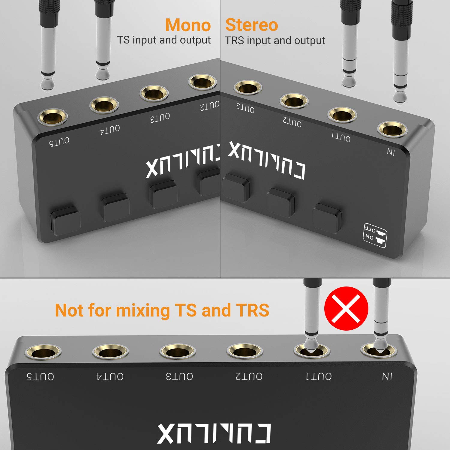Cubilux 5-Way 6.35mm Stereo Audio Splitter with Switch, Passive Multi 1/4β AUX Distributor, Quarter Inch TRS Splitter Box/HUB for Instrument Cable, Headphones, Speaker, Guitar, Keyboard, Pedal