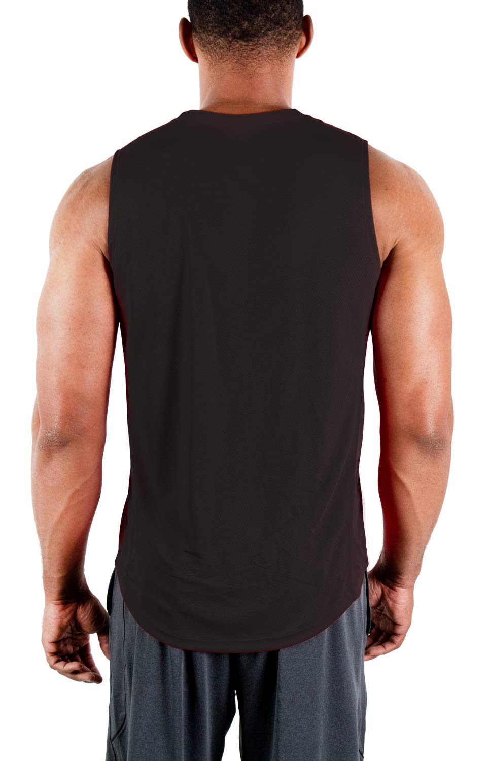 DEVOPS 3 Pack Men's Muscle Shirts Sleeveless Dry Fit Gym Workout Tank Top (Medium, Black/Charcoal/Red)