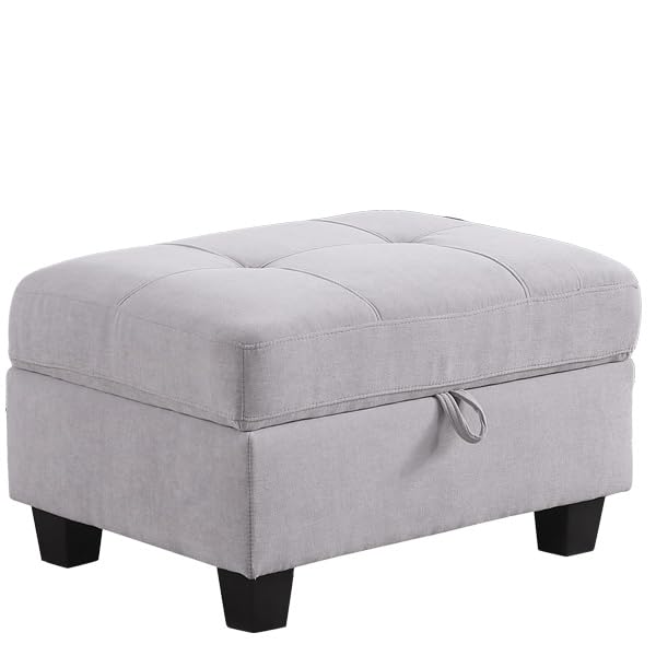 Generic Loveseat Sofa with Storage Ottoman & Console Cupholders, 2 Seater Modular Couch with Charging Station Modern Velvet Small Sectional Couch for Aparment,Home Office, Light Grey, F8001LIST