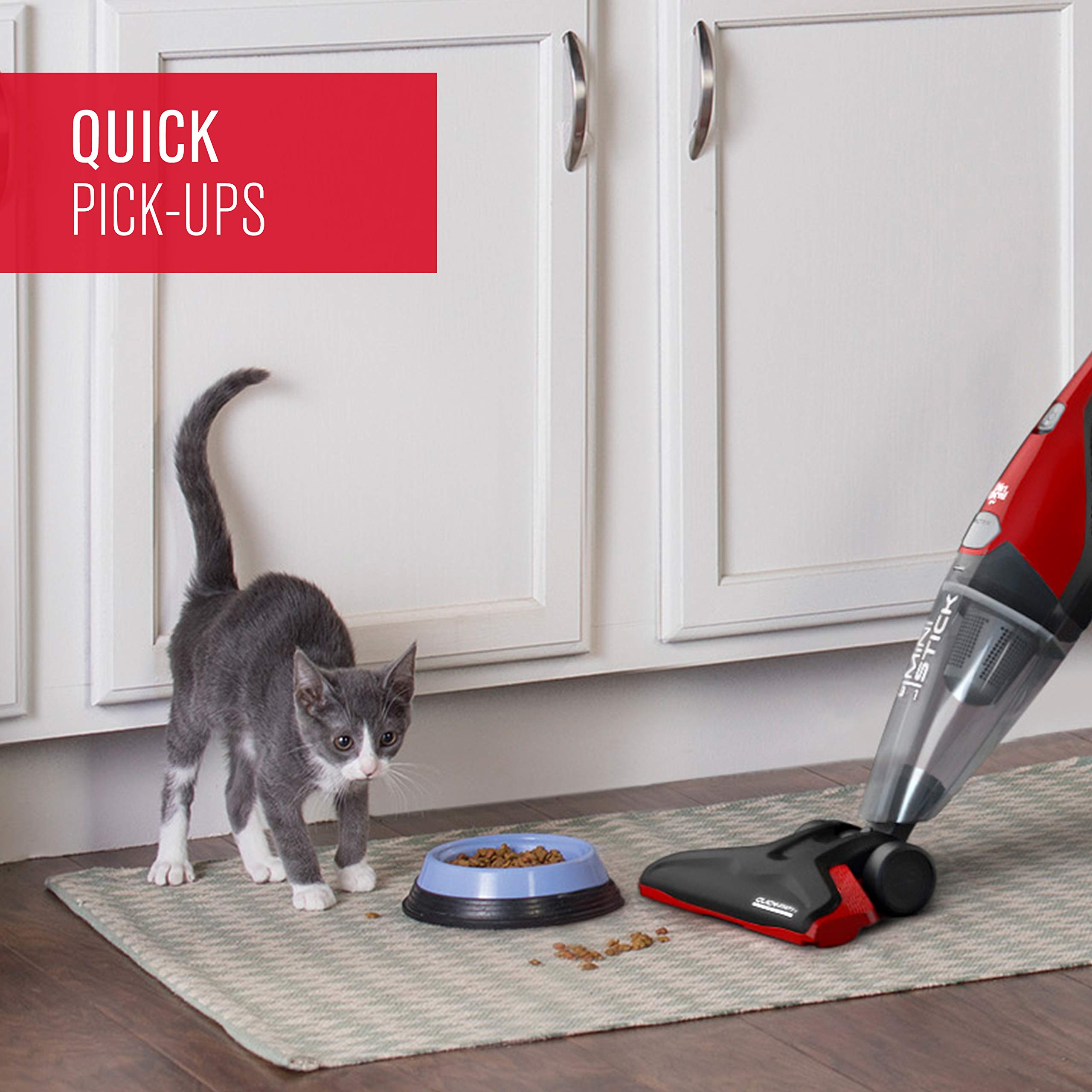 Dirt Devil 3-in-1 Mini Stick Bagless Vacuum Cleaner with Removable Hand Held Vac, Lightweight, SD22015PC, Red
