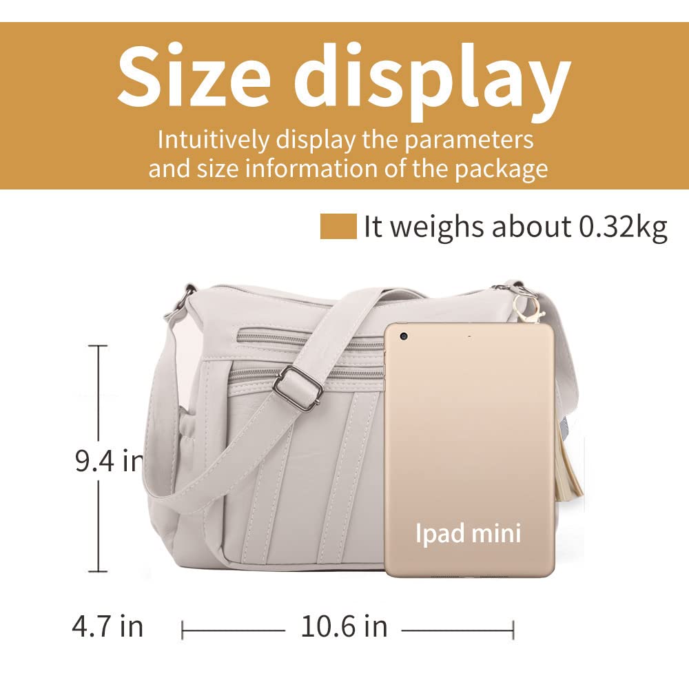 ELDA Crossbody Bag for Women with Tassel Pocketbooks Soft PU Leather Ladies Purses and Handbag Multi Pocket Shoulder Bag