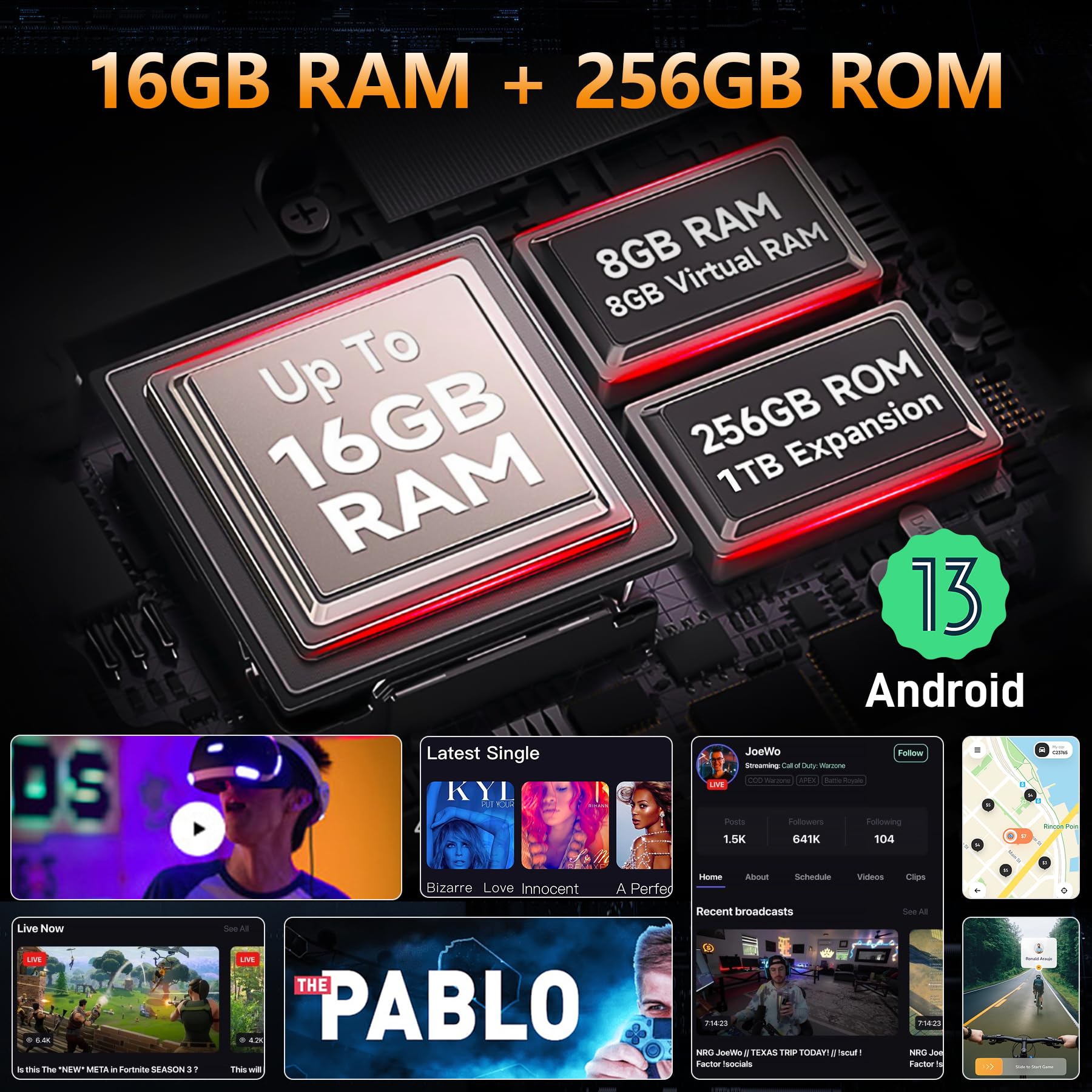 CUBOT KingKong Power(2023)Rugged Smartphone Unlocked -16GB RAM+256GB ROM(1TB Expandable),10600mAh Battery(33W),6.5" FHD+ Display,48MP+20MP Night Vision,Android 13 Cellphone with Flashlight,NFC (Black)