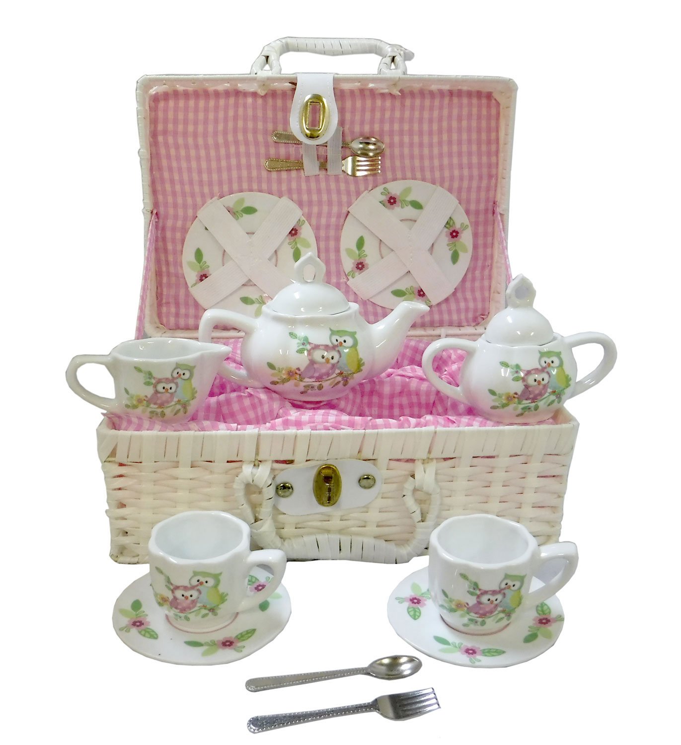Delton Products Owls Children's Tea Set with Basket