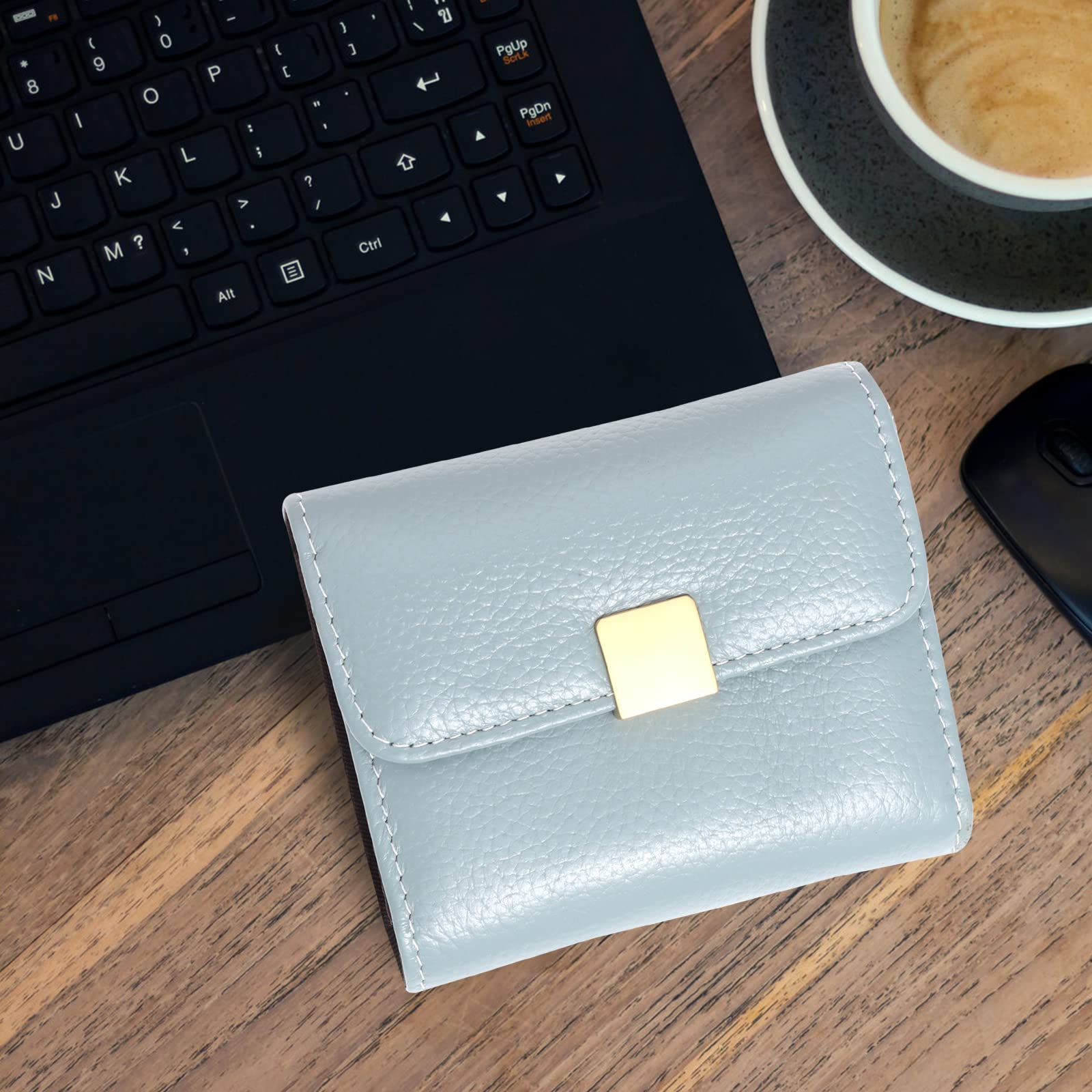 EXT-FAN Credit Card Holders RFID Small Wallet for Women Envelope System Purse Compact Card Cases & Money Organizers (Aqua Blue)