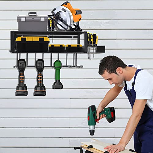Power Tool Storage Organizer,Wall Mount Tool Holder Rack for Electric Drill,Heavy-Duty Tool Storage with Screwdriver Holder,Premium Garage Storage & Organization,Perfect Storage Gift for Men Husband