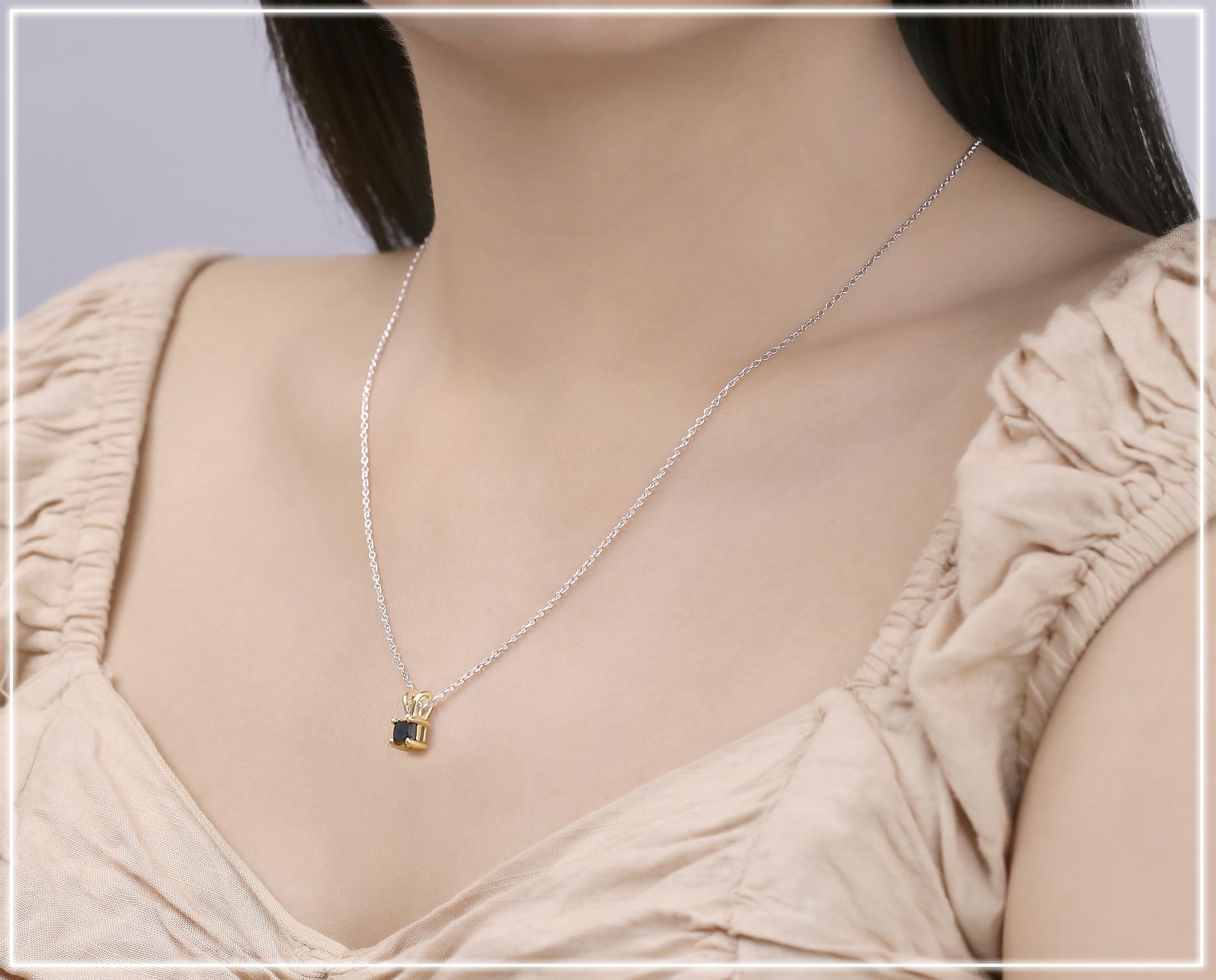 Dazzlingrock Collection 1.00 Carat (ctw) Princess Black Diamond Solitaire Pendant With 18 Inch Chain With Silver Chain 1 CT, 10K White Gold
