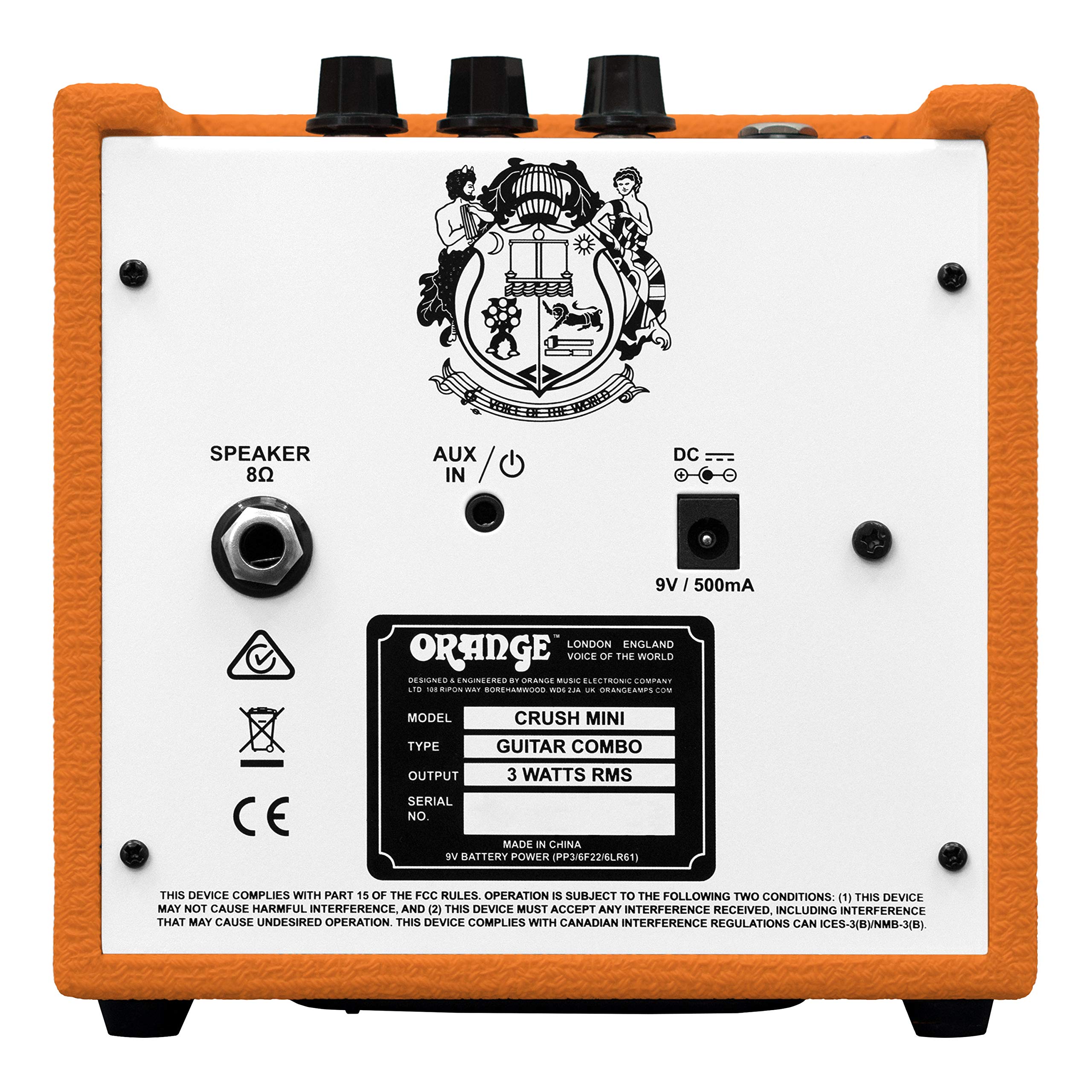 Orange Crush Mini Guitar Combo Amplifier Bundle with Power Supply, Instrument Cable, 24 Picks, and Austin Bazaar Polishing Cloth