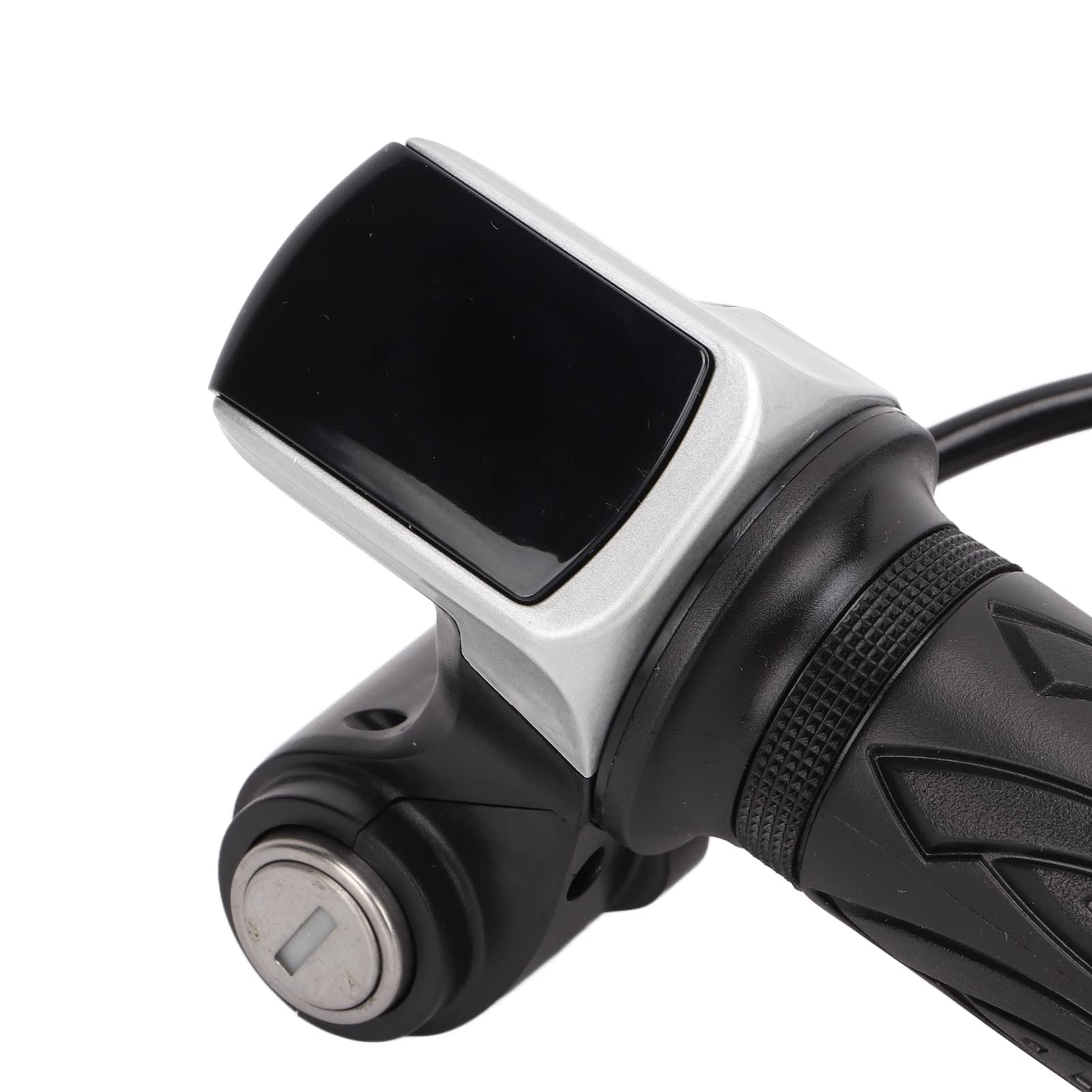 Electric Bicycle Throttle Handle, Rubber LED Display Electric Bike Throttle Grip with Battery Indicator Power Switch Key (#3)