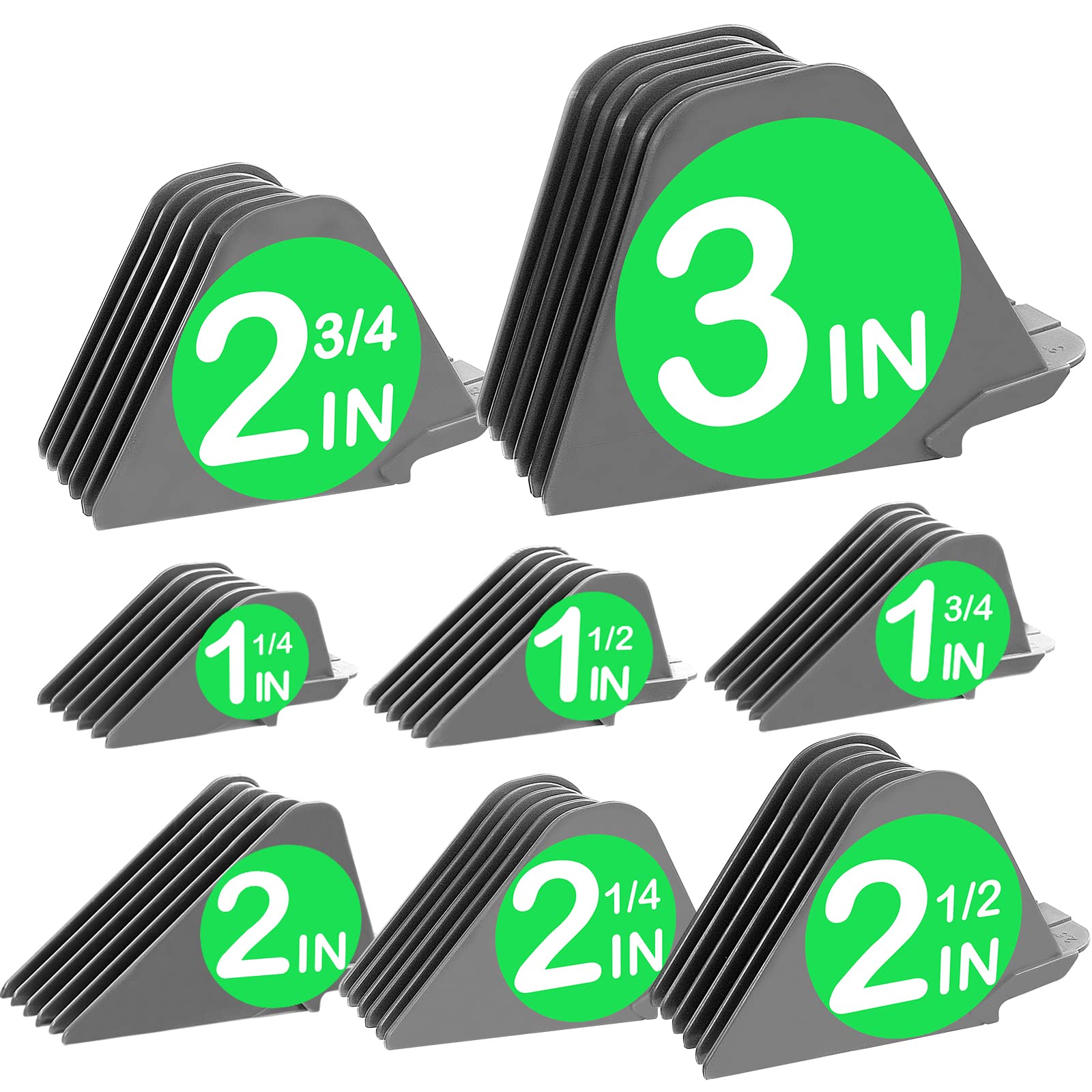 Extra Long Clipper Guards, 4 Set Premium Hair Clipper Guide Comb Set, NO.16 NO.14 NO.12 NO.10 Large Attachment combs, Guides Combs 2" 1.75" 1.5" 1.25" Lengths for Wahl Clipper (Blue)