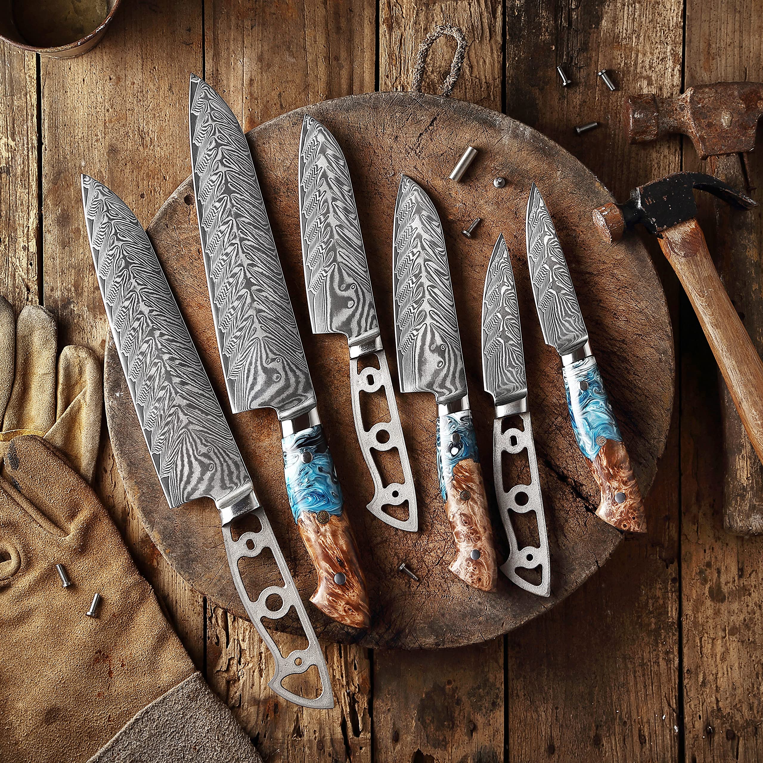 KATSURA Woodworking Project Kit – Paring Knife Blank – Blade Width 25mm – 3.75 Inch – Japanese Premium AUS 10V, 67 Layers Damascus Steel – Storm-V Series – NO LOGO