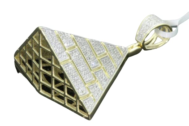 DTJEWELS 1.00 Ct Round Cut Diamond 1.50" Egyptian Pyramid Cross Pendant 14K Yellow Gold Finish