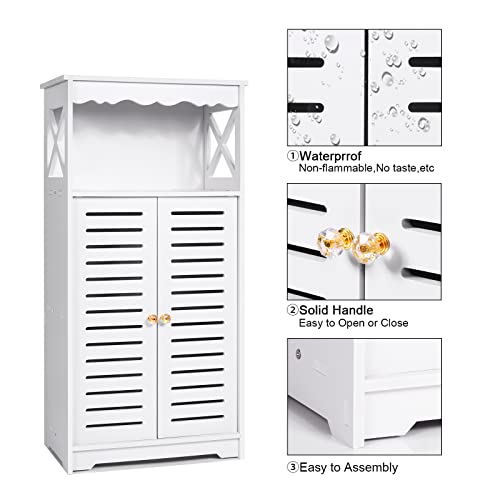 NOKAMW Bathroom Storage Cabinets,White Floor Cabinet,Home Waterproof Storage Furniture for Bedroom Kitchen Hallway,Cupboard Unit with Daily use Layer,75x24x34cm.