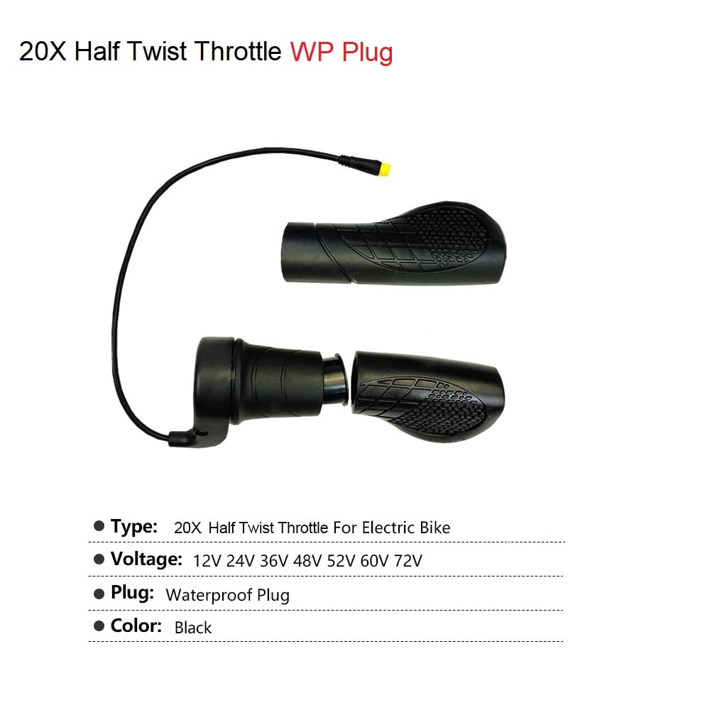 Electric Bike Accessories, Wuxing 20X Half Twist Throttle Right Handle 12V 24V 36V 48V 52V 60V 72V for Ebike 3 Pin SM Connector Conversion Kit Accelerator Parts