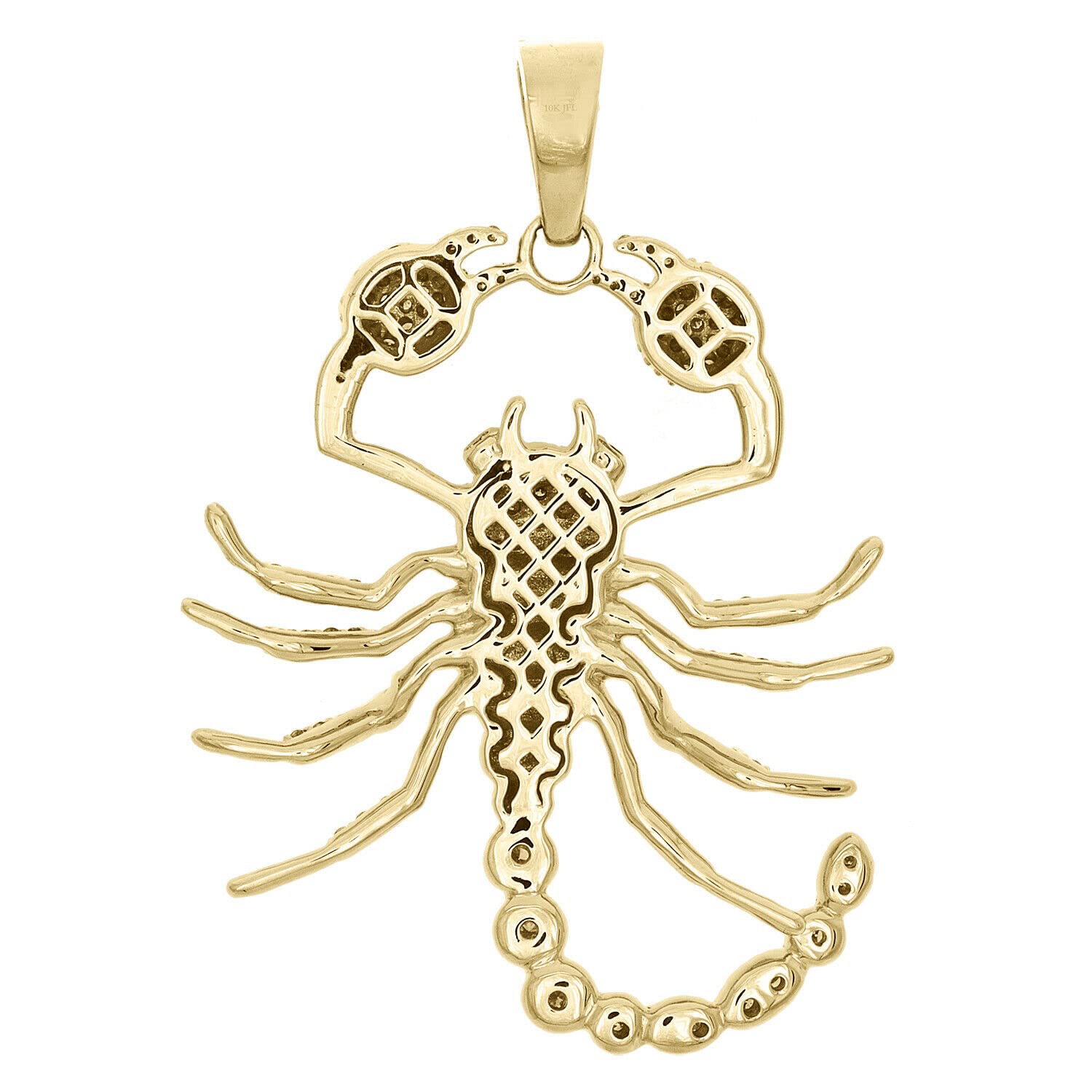 DTJEWELSS 10K Yellow Gold Finish Round Cut Diamond Statement Scorpion Pendant 2.20" Charm 1.75 CT.