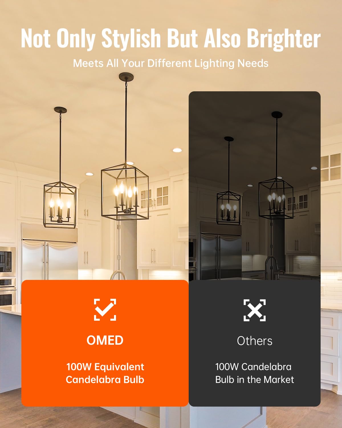 OMED E12 LED Candelabra Bulb 100 Watt Equivalent, 2700K Soft White, Dimmable LED Chandelier Light Bulbs, 7W 1000 Lumen Clear LED Candle Light Bulbs for Living Room, Light Fixture, 6 Pack