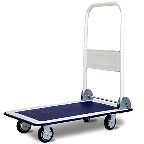 Goplus Folding Platform Cart 330LBS Rolling Flatbed Cart Hand Platform Truck Push Dolly for Loading