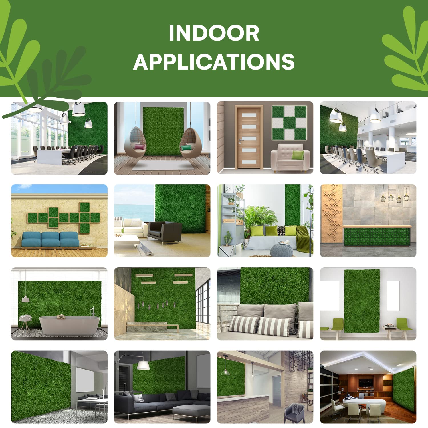 flybold Grass Wall Panels 20β x 20β Pack of 12 - Grass Backdrop Greenery Wall with UV Protection for Indoor Outdoor Wall Decor - Fence Covering Privacy for Backyard Decor | Perfect Wall Grass Panels