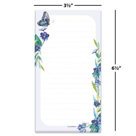Current Blue Flowers Notepad Set – Set of 2 Memo Pads, 60-Sheet Pads, 3½ x 6½ Inches, Shopping List, To-Do Notes, Printed in The USA