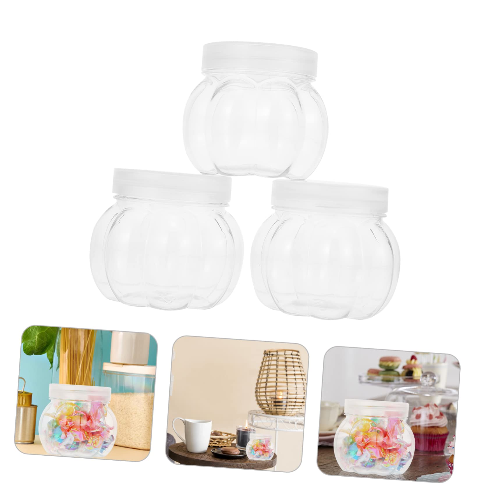 DOITOOL 12pcs Pet Pumpkin Jar Airtight Glass Jars NavideƱos Clear Container Halloween Bakery Boxes Loose Tea Canister Christmas Candy Jar Candy Container Packing Jar Candy Jars
