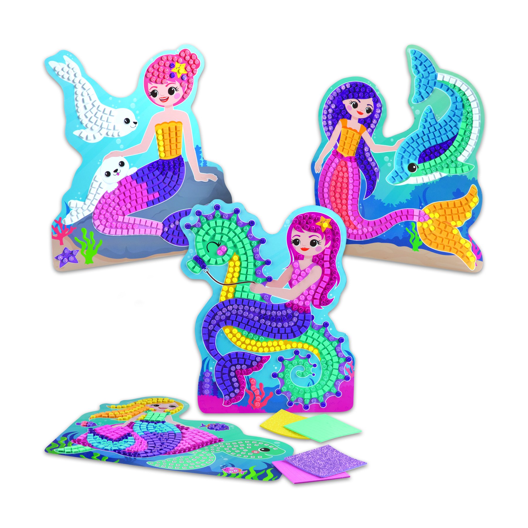 ORB The Factory Sticky Mosaics Mermaids Blue/Yellow/Orange/Purple, 12' x 2' x 10.75'