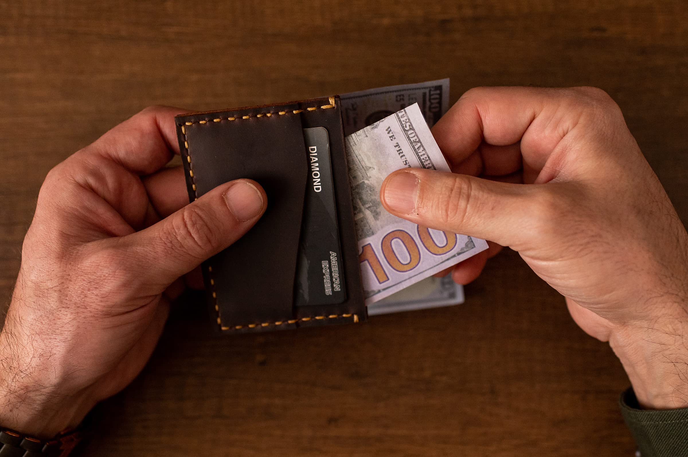 Handmade Leather card holder, Minimalist leather Card holder for Men - Women, Leather Pocket Card case, Leather Card Case