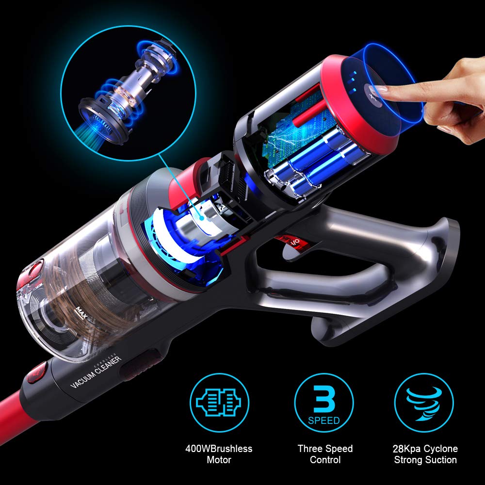 Dibea 28KPa 400W Powerful Suction Cordless Stick Vacuum