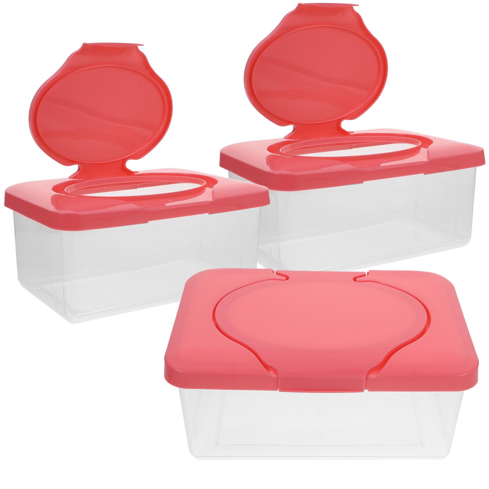 GLEAVI 3Pcs Wipes Dispenser Container Wet Wipes Storage Box with Lid Baby Wipe Case Holder for Keeping Wipes Fresh Home Office Desk B