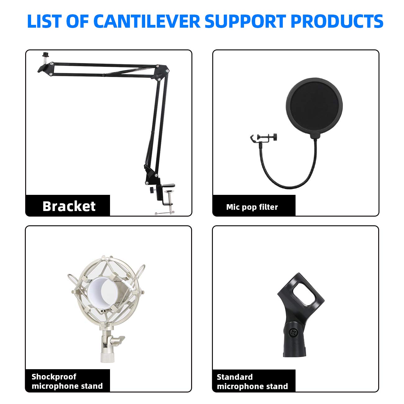 Depusheng NB-35 Microphone Scissor Arm Stand and Table Mounting Clamp & NW Filter Windscreen Shield & Metal Mount Kit