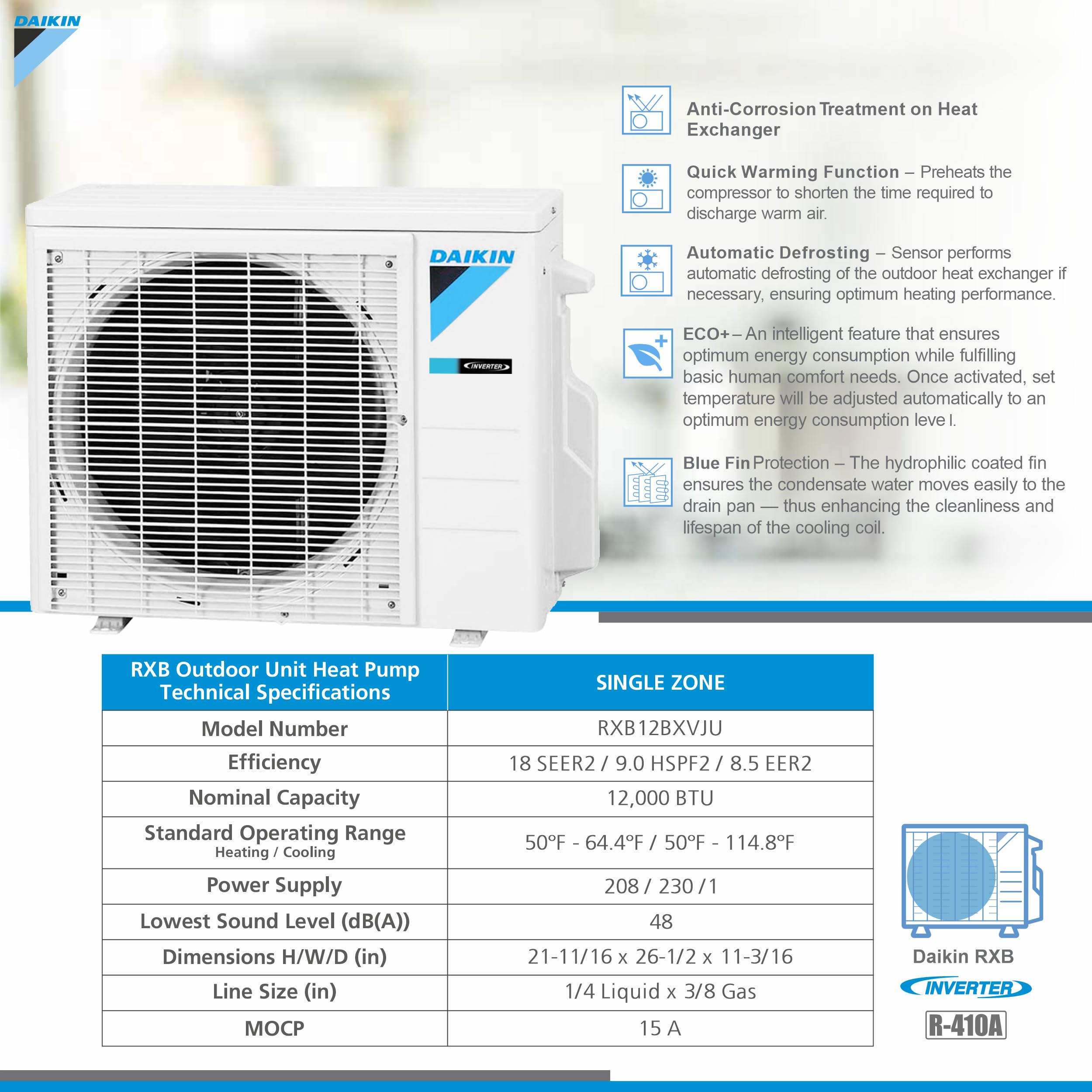 Daikin 12,000 BTU 18 SEER2 Entra Series Ductless Mini Split Heat Pump System w/Maxwell 16’ Installation Kit and Wall Mounting Bracket (230V)