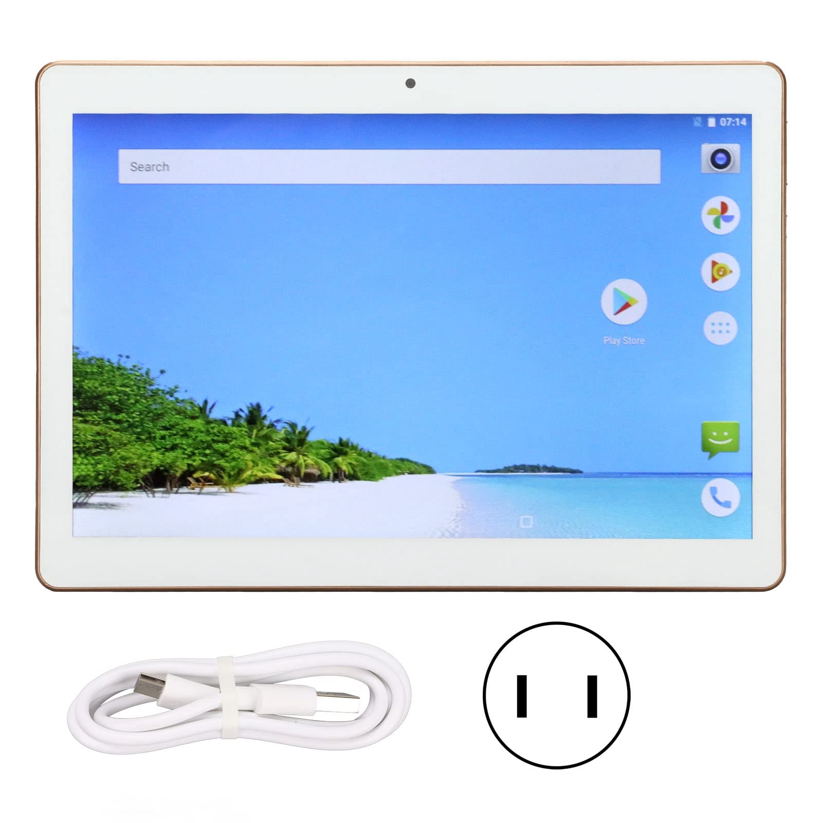 HD Tablet White ROM Portable 32GB 10.1 Inch Tablet Dual Card Dual Standby for Office for Phone Call (US Plug)
