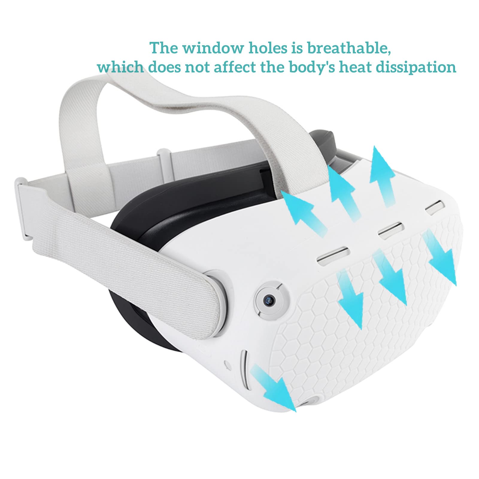 EYERZ VR Front Face Protector Cover for Oculus Quest 2, Light & Durable Silicone Cover Accessories, Heat Dissipation Anti Scratch Anti Dust Anti Shock (White)