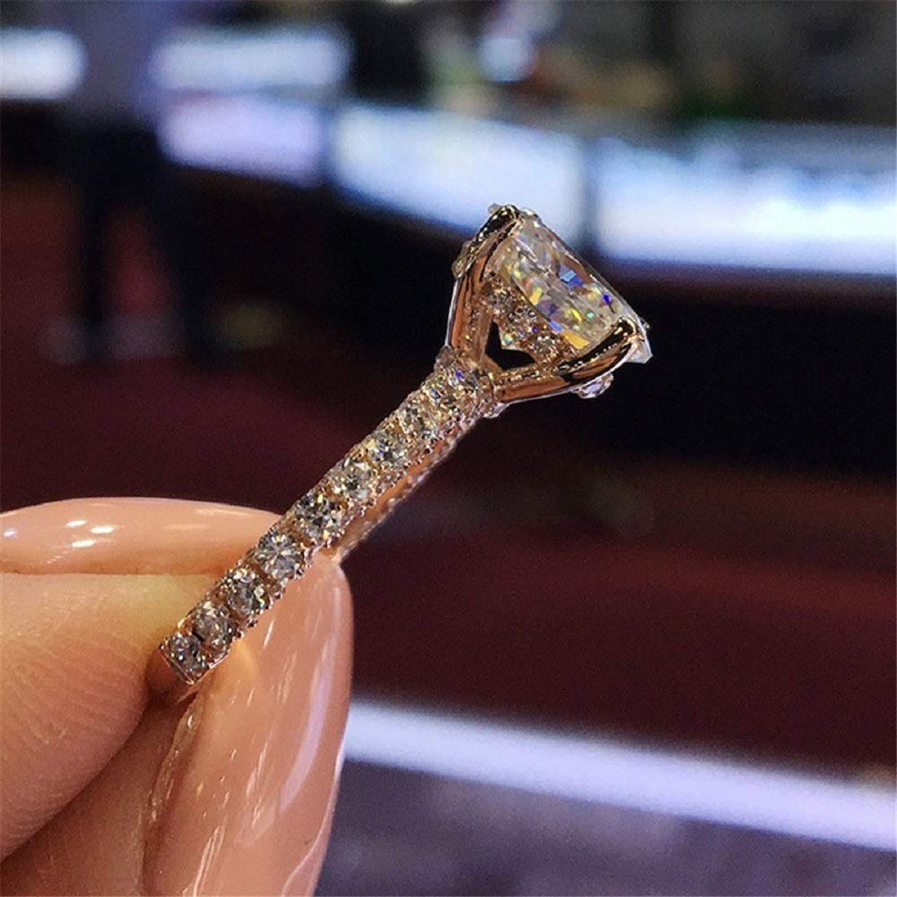 ChenFeng Rose Gold Ring Grown Halo Engagement Ring for Women Ideal Engagement Ring (10)
