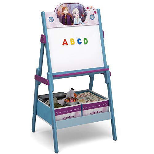 Disney Frozen II 3-Piece Toddler Playroom Set by Delta Children - Set Includes: Activity Easel, 4-Shelf Playhouse Bookcase and Convertible Bench/Desk
