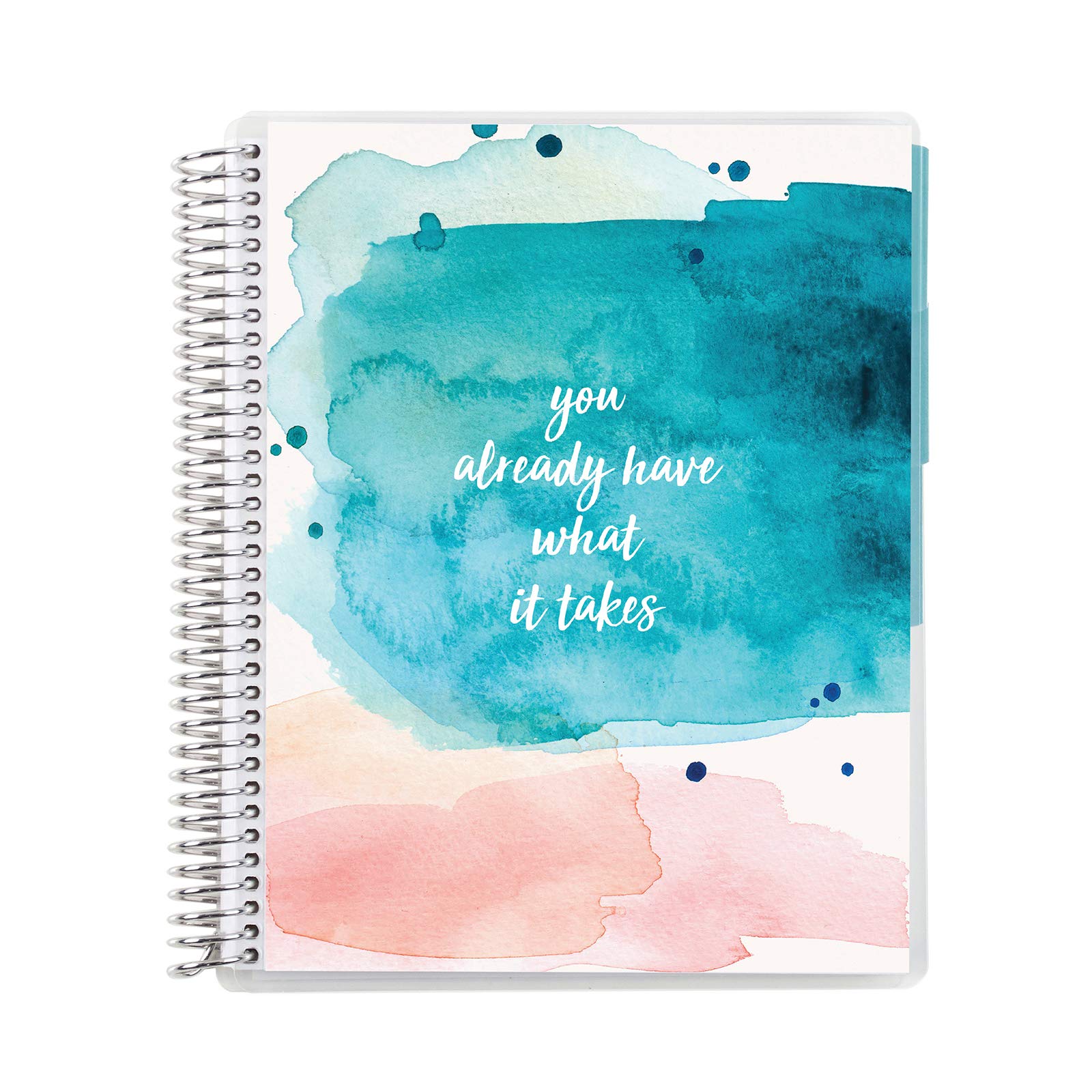Erin Condren 7" X 9" Spiral Bound College Ruled Notebook - Watercolor Splash. 3 Subject Tabbed. 160 Lined Page Note Taking & Writing Notebook. 80Lb Thick Mohawk Paper. Stickers Included