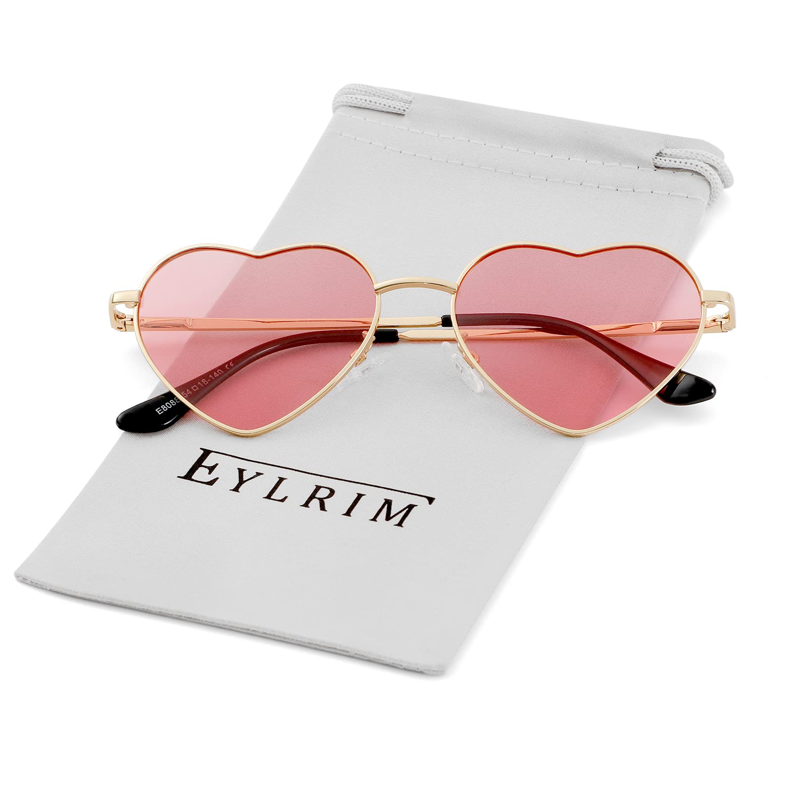 EYLRIM Polarized Heart Shape Sunglasses for Women Cute Metal Frame Love Glasses 100% UV Protection(A1 Gold/Pink
