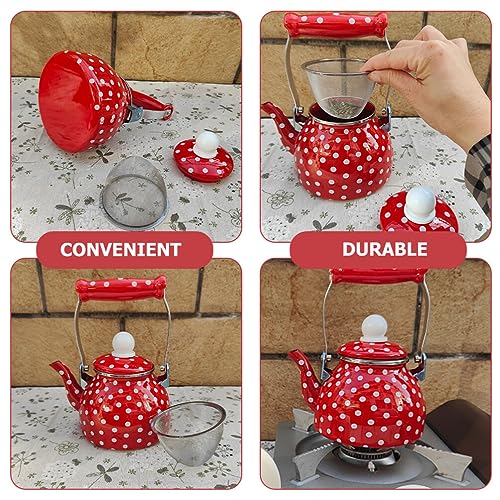Luxshiny Enamel Kettle ceramic kettle flowering tea pot loose leaf tea kettle tea leaf infuser tea infuser pot enamel tea pot loose leaf teapot wear-resistant stove kettle universal milk