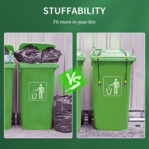 Trash Can Lid Lock,Trash Can Locks for Animals Stop from Rummaging Metal Universal Lid Lock for Outdoor Garbage Cans-Durable Rubber Coated Braided Wire Rope(2 Pack)… (4 Packs, Yellow)