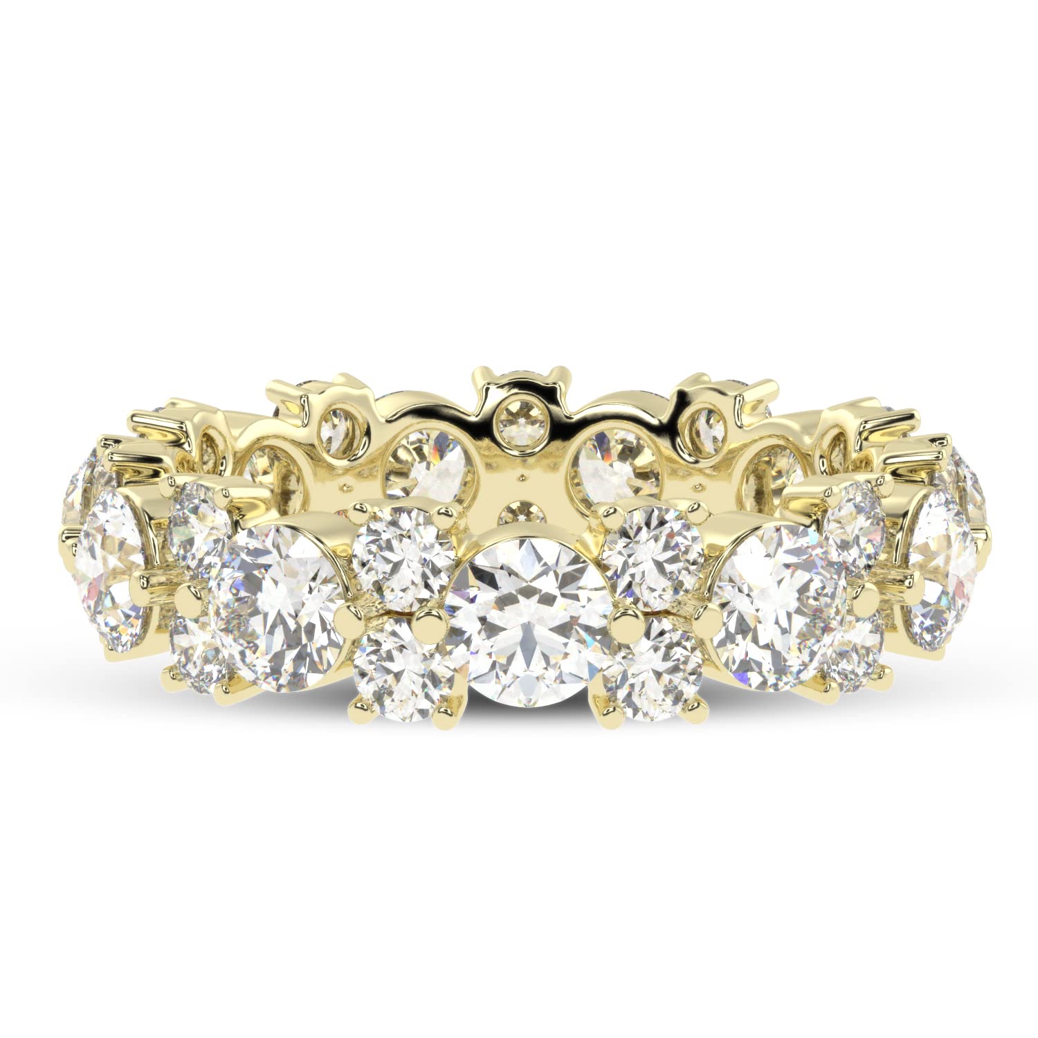FACETS JEWELS 14K Solid Gold Moissanite Wedding Band 4 Carat Forever One Moissanite Round Brilliant Cut Eternity Rings For Women - 14K Solid Gold 6