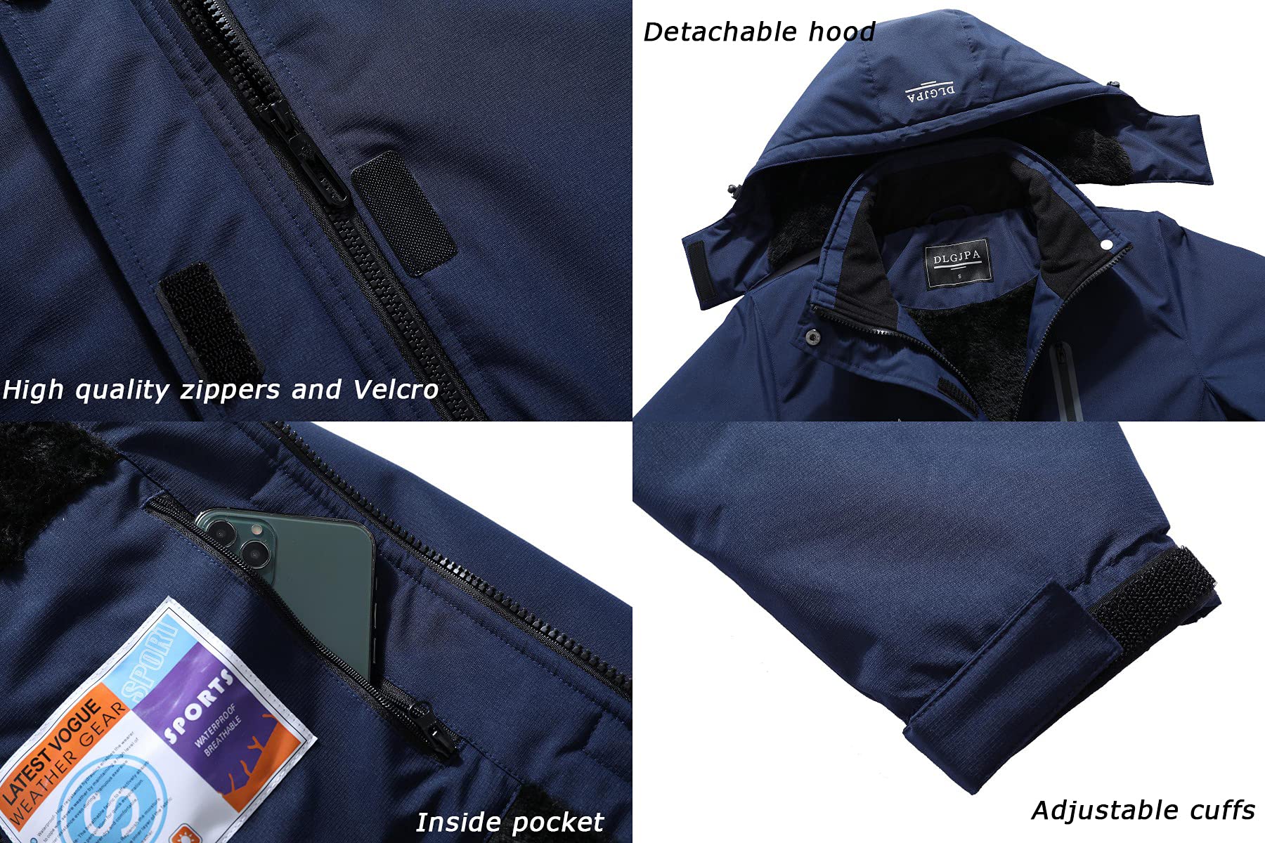 DLGJPA Women's Mountain Waterproof Ski Jacket Hooded Windbreakers Windproof Raincoat Winter Warm Snow Coat